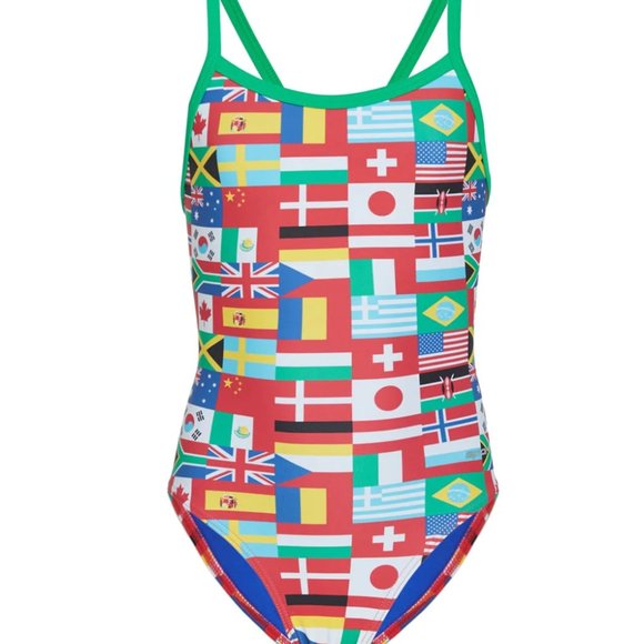 Sporti | Swim | Nwot Vintage Sporti World Flags Thin Strap One Piece ...